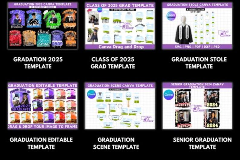 2025 Grad Student Graduation Canva Bundle Pack Templates - Etsy