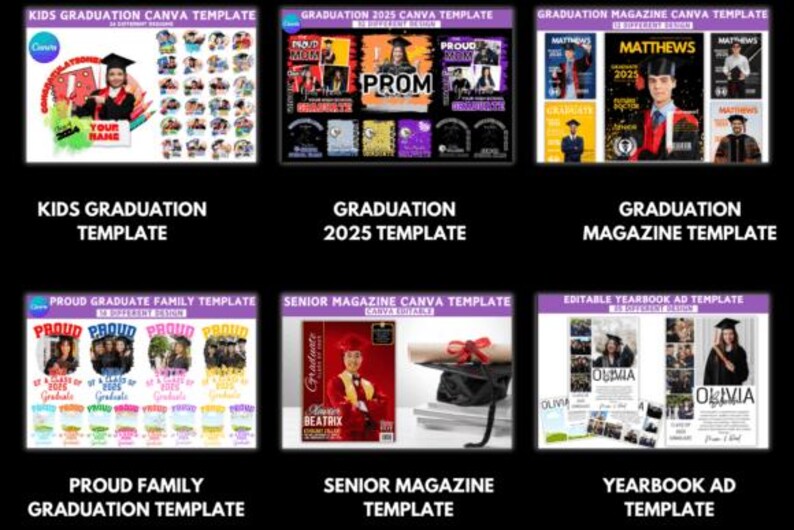 2025 Grad Student Graduation Canva Bundle Pack Templates - Etsy