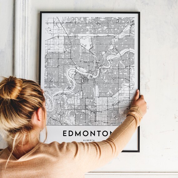 Edmonton Map Minimalist Map Edmonton Poster Edmonton Art - Etsy