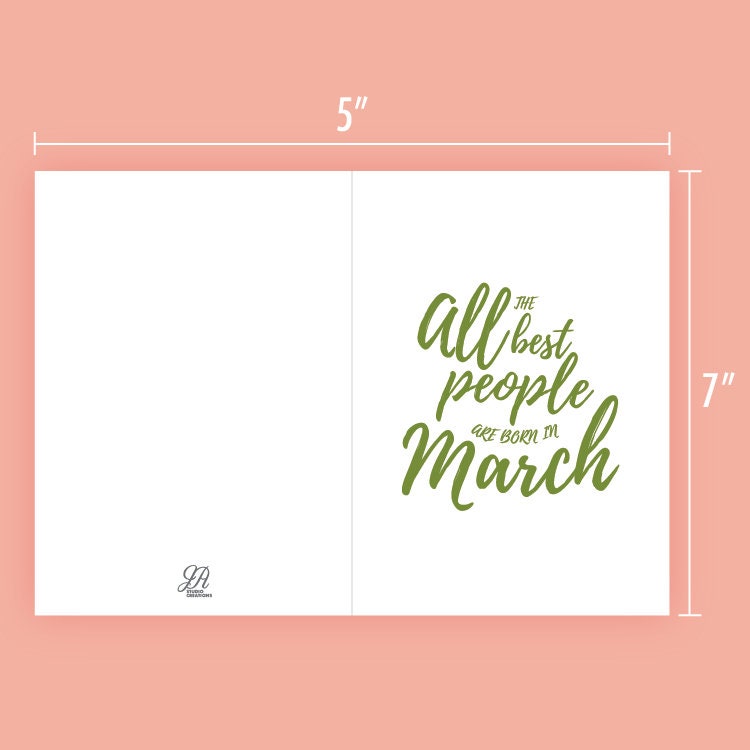 Printable March Birthday Card Printable Birthday Card Digital Birthday ...