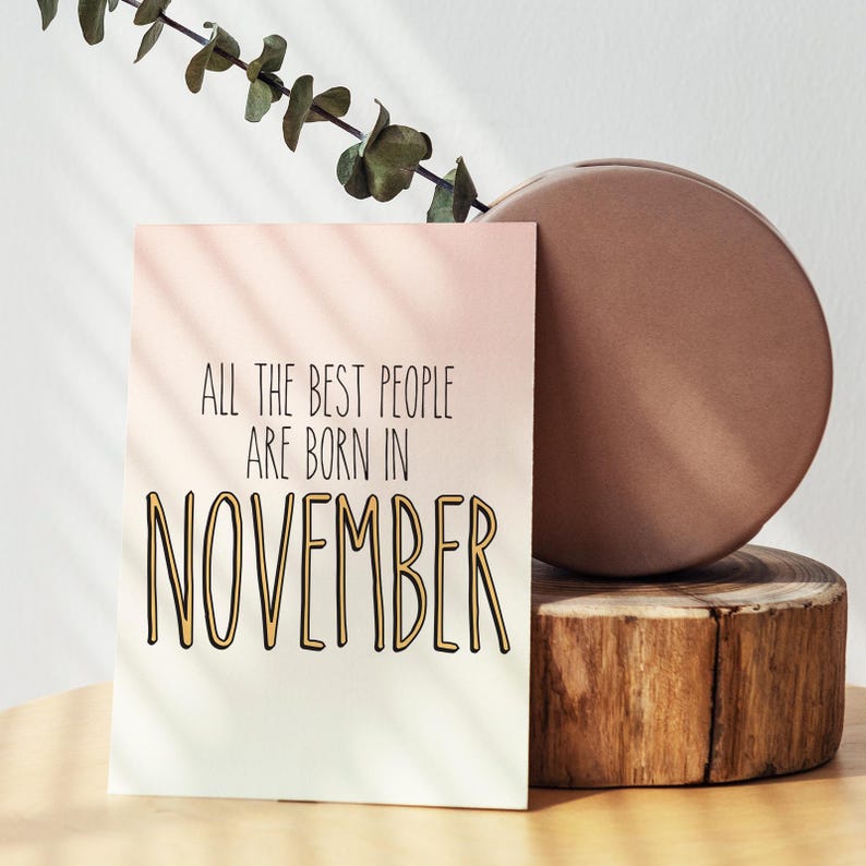 Printable November Birthday Card Printable Birthday Card Digital ...