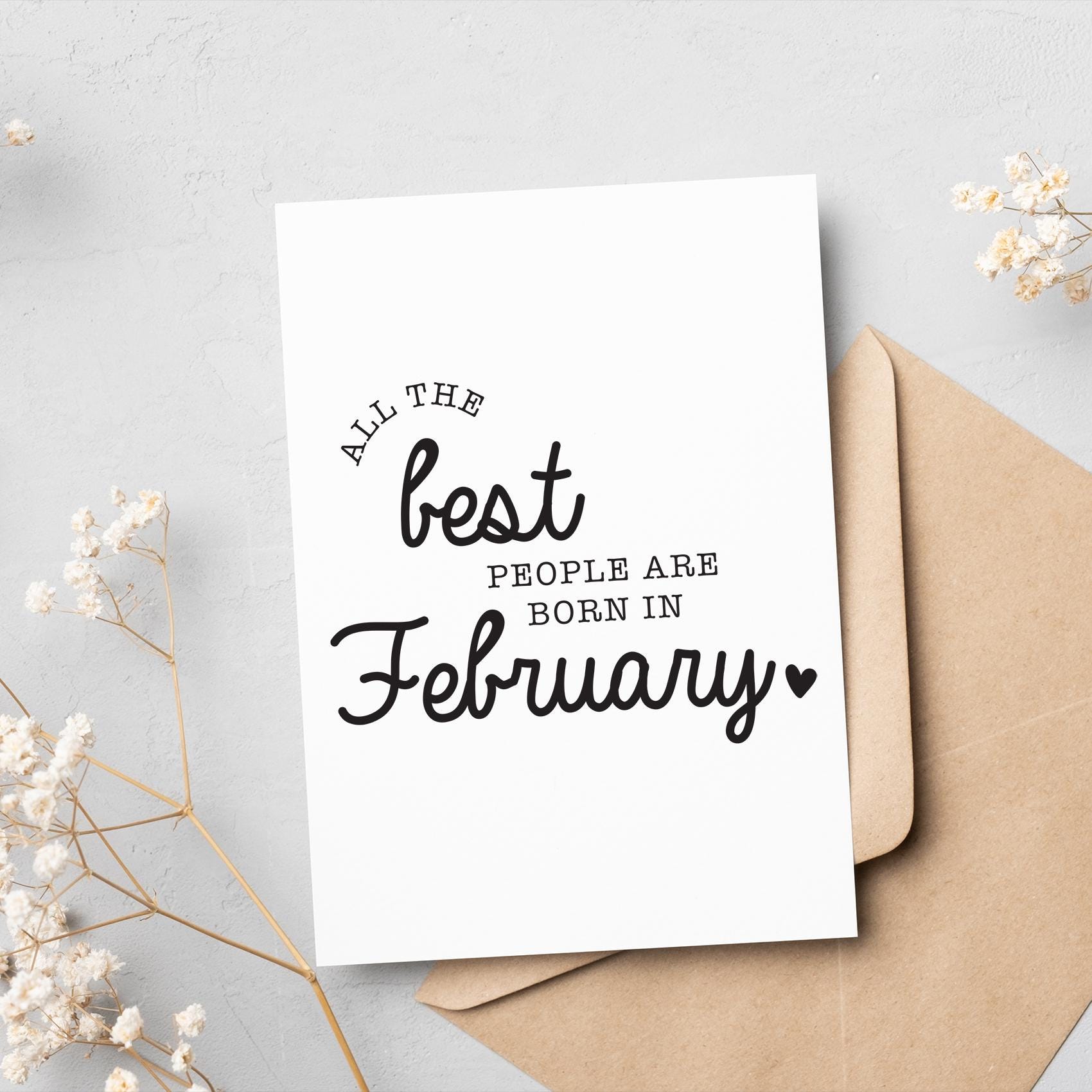 Printable February Birthday Card Printable Birthday Card Digital ...
