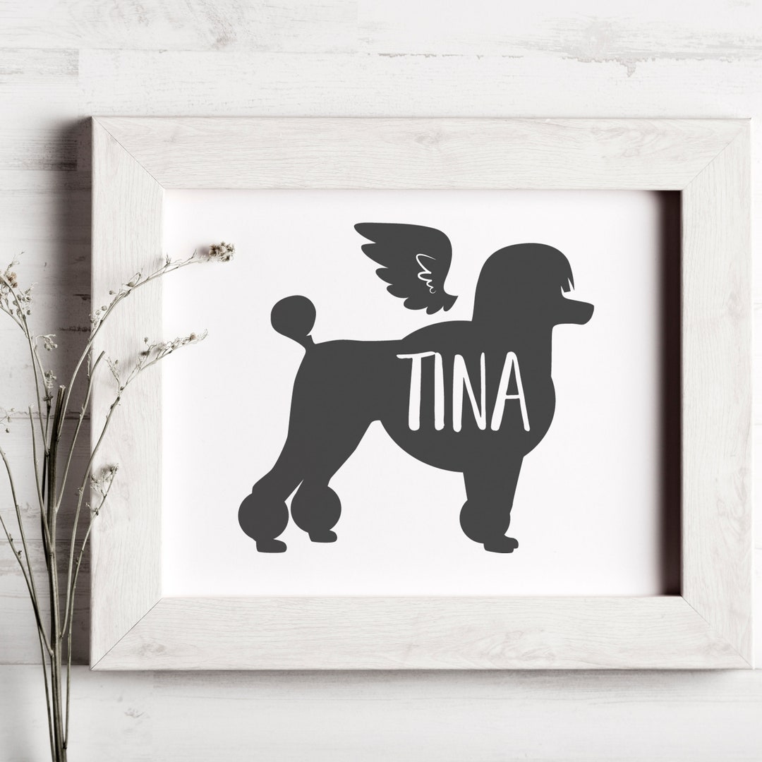 Standard Poodle Silhouette YOUR Dog's Name With or Without Angel Wings ...