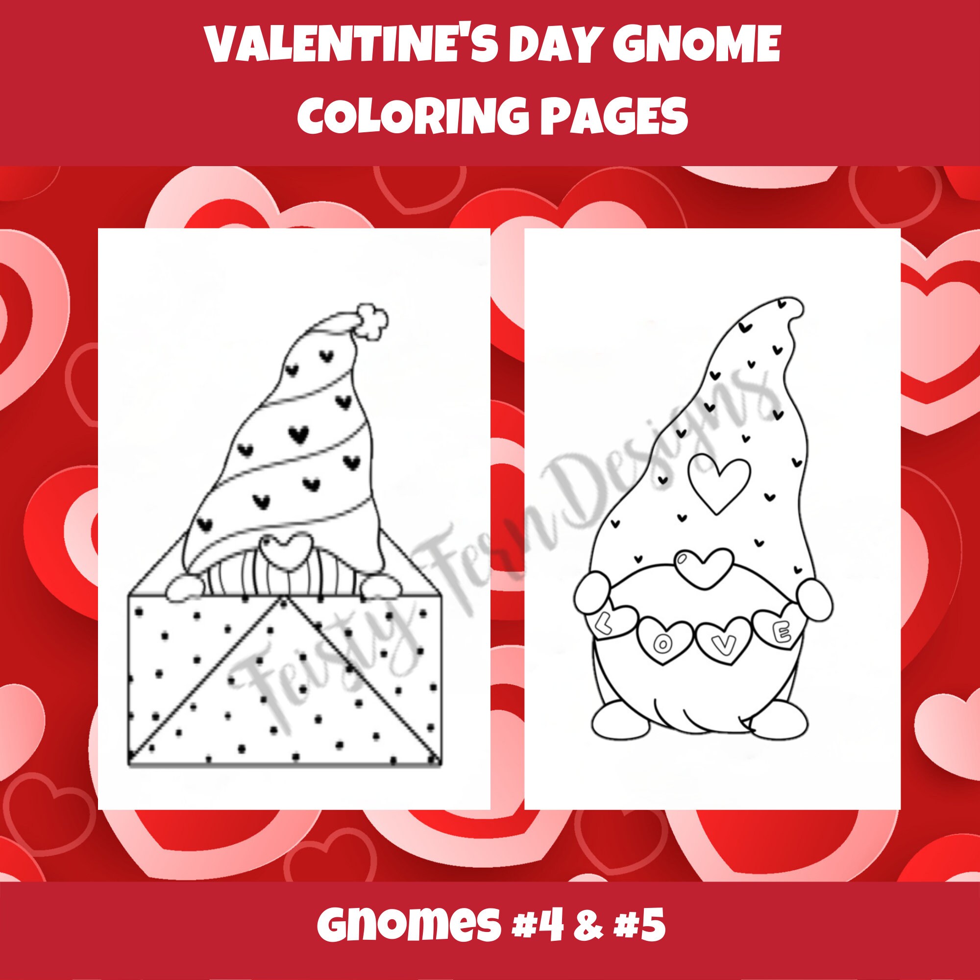 Valentine's Day Gnome Coloring Sheet Bundle - 10 Sheets - Etsy