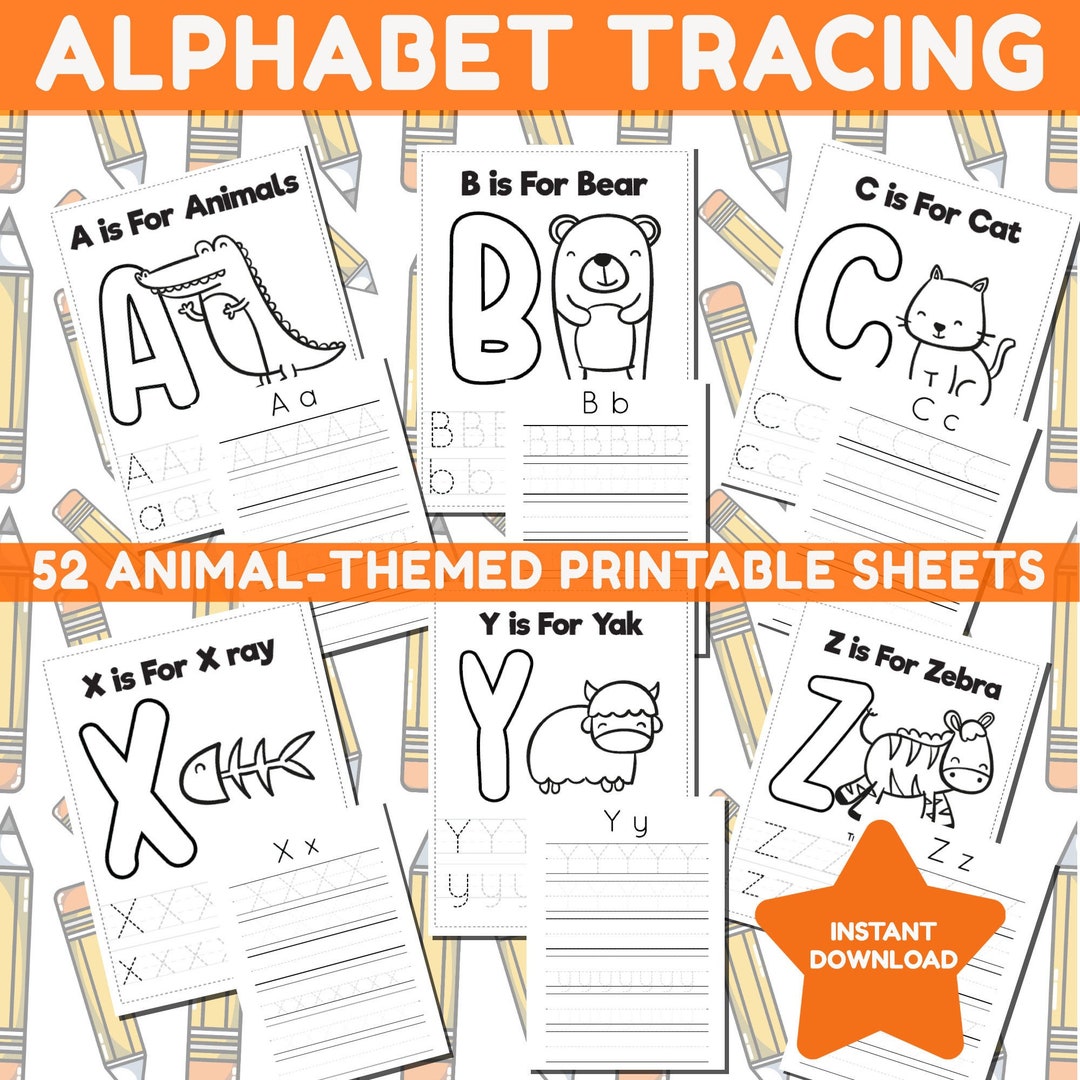 Tier-Themen A-Z Letter Tracing Worksheets / ABC Letter Tracing / Letter ...