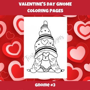 Valentine's Day Gnome Coloring Sheet Bundle - 10 Sheets - Etsy