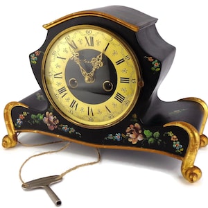 Antique Mantel Clock, Art Nouveau Mantel Clock, Black Hochler Clock ...