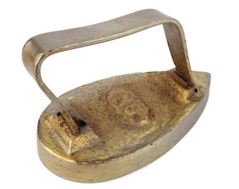 Antique Brass Flat Iron | Vintage Clothes Iron | Antique Laundry Room ...