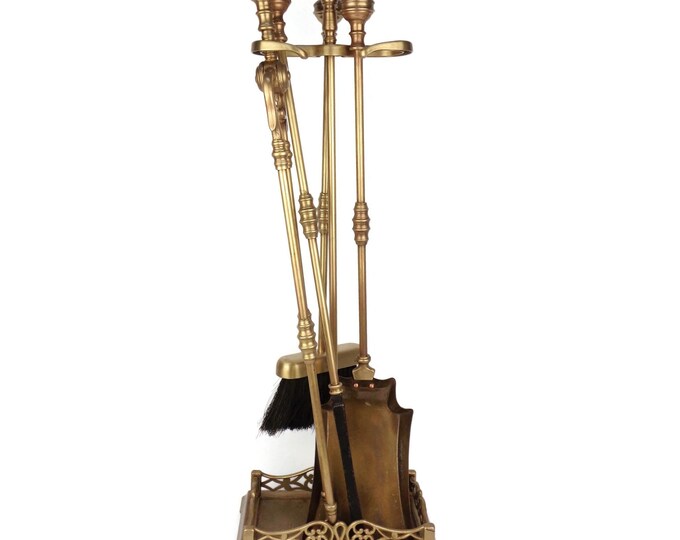 Antique Fireplace Tools Set, Brass Fireplace Tools Set, Fireplace Decor ...