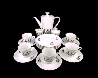 Vintage Porcelain Coffee Set, Bavarian Porcelain Tea Set, Porcelain Dessert Dinning Set Bavaria ...