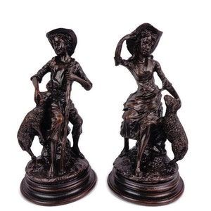 Mario Pegoraro Statues Woman and Man With Sheep, Pair Statues Mario ...