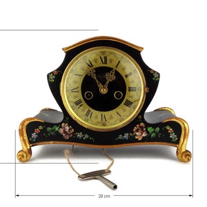 Antique Mantel Clock, Art Nouveau Mantel Clock, Black Hochler Clock ...