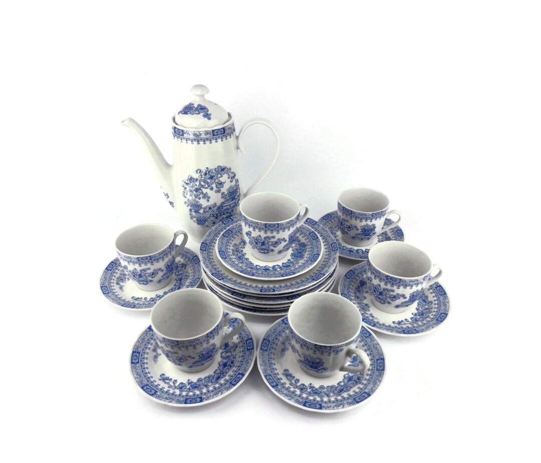 Vintage Porcelain Tea Coffee Set, German Democratic Republic Porcelain ...