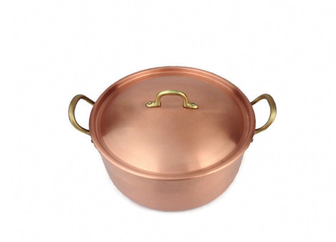 Vintage Copper Cooking Pot With Brass Handles Copper Cookware - Etsy