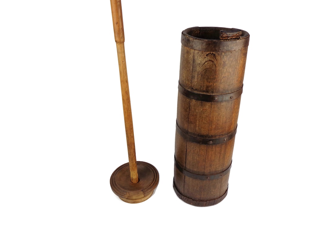 Vintage Wooden Plunger Butter Churn, Handmade Wooden Plunger Butter ...
