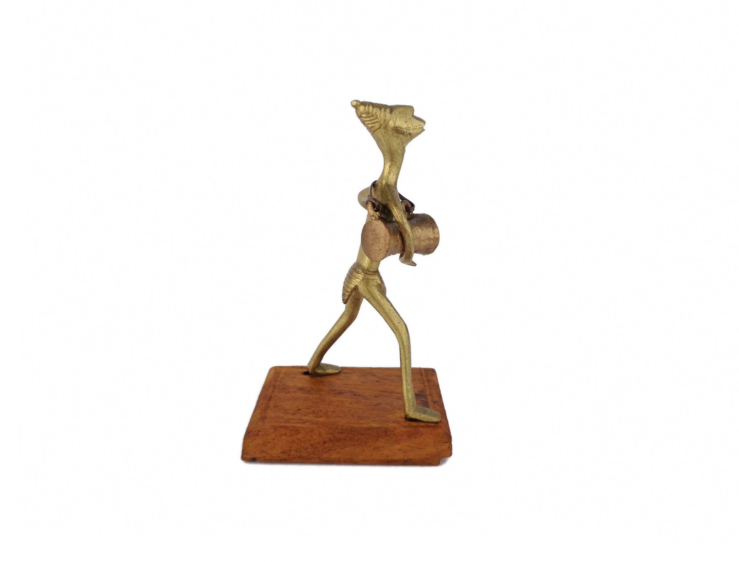 African Ritual Musician Brass Statue, African Folklore Musician ...