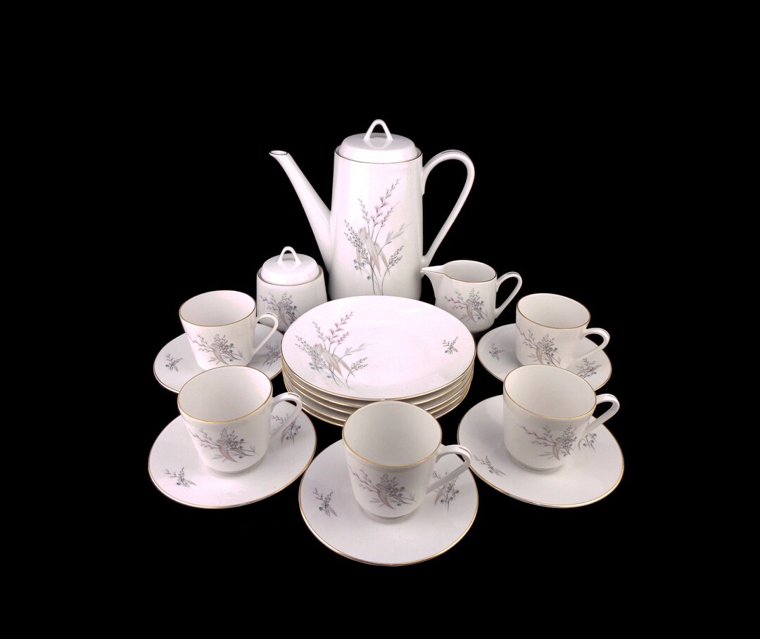 Vintage Porcelain Coffee Set, Bavarian Porcelain Coffee Tea Set, Hand ...