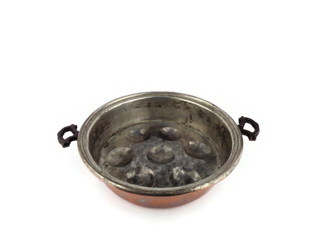 Antique Copper Egg Pan With Brass Handles, Cooking Snail Pan, 19th ...
