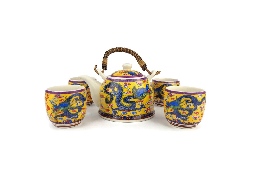 Vintage Chinese Coffee Set, Chinese Ceramic Tea Set, Chinese Teapot ...