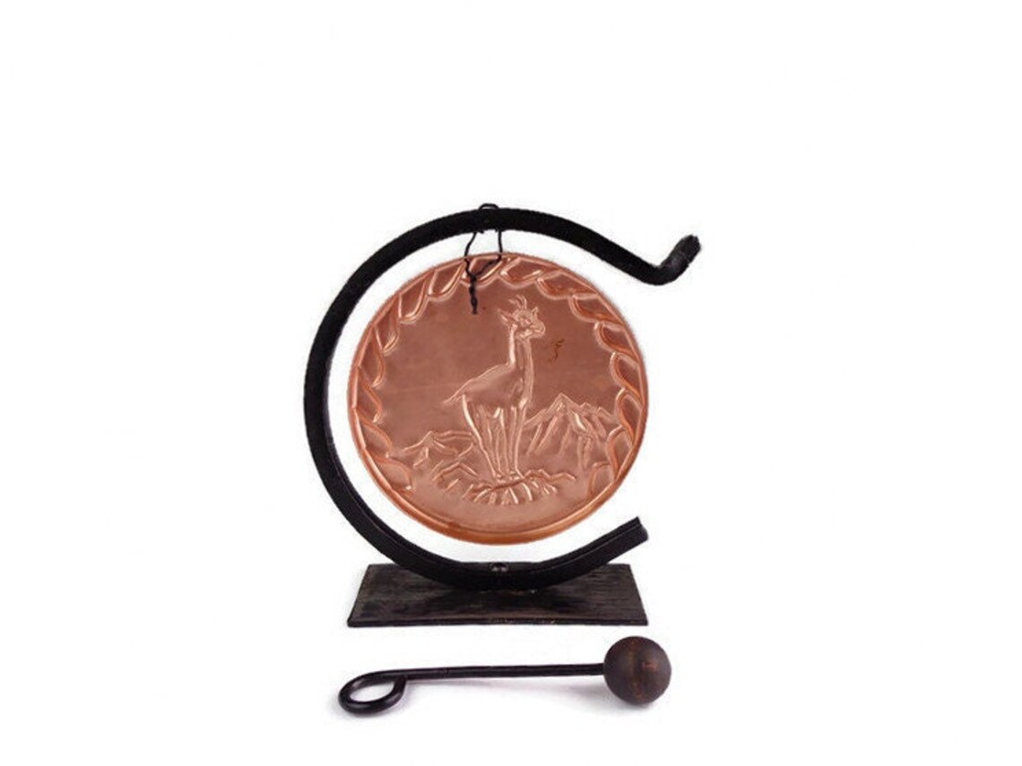 Antique Copper Gong With Iron Stand Vintage Copper Gong With | Etsy