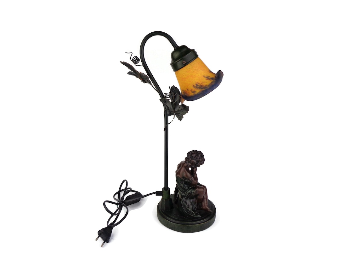 Antique Table Lamp Boy Statue, Vintage Table Lamp, Renaissance Boy ...