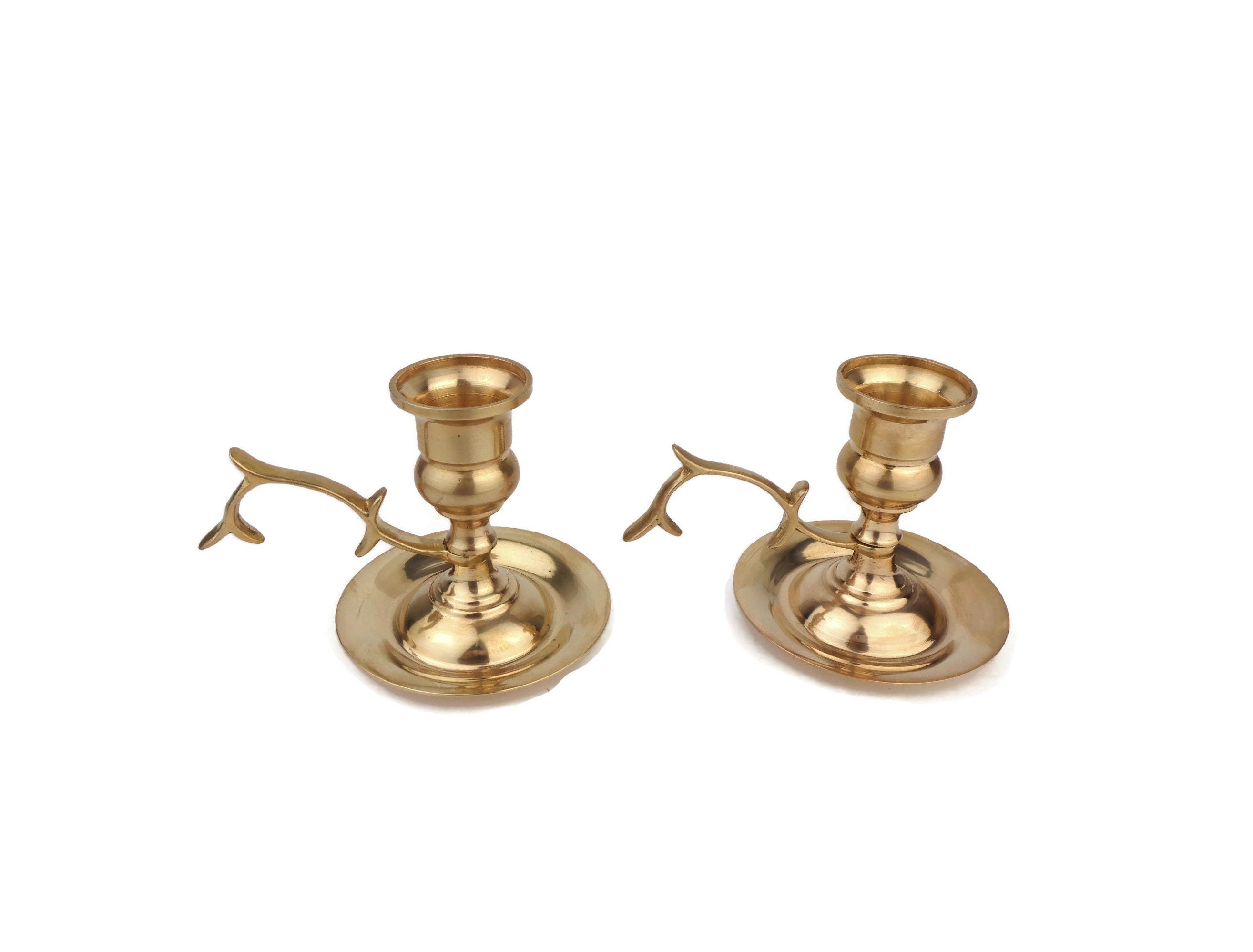 Antique Brass Candle Holder Set, Pair Brass Candle Holder, Vintage ...