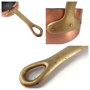 Small Solid Copper Saucepan With Brass Handle, Vintage Copper Cooking ...