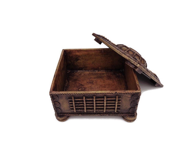 Rare Asian Bronze Jewelry Box, 1800s Bronze Storage Box, Antique Bronze ...