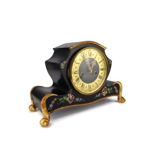 Antique Mantel Clock, Art Nouveau Mantel Clock, Black Hochler Clock ...