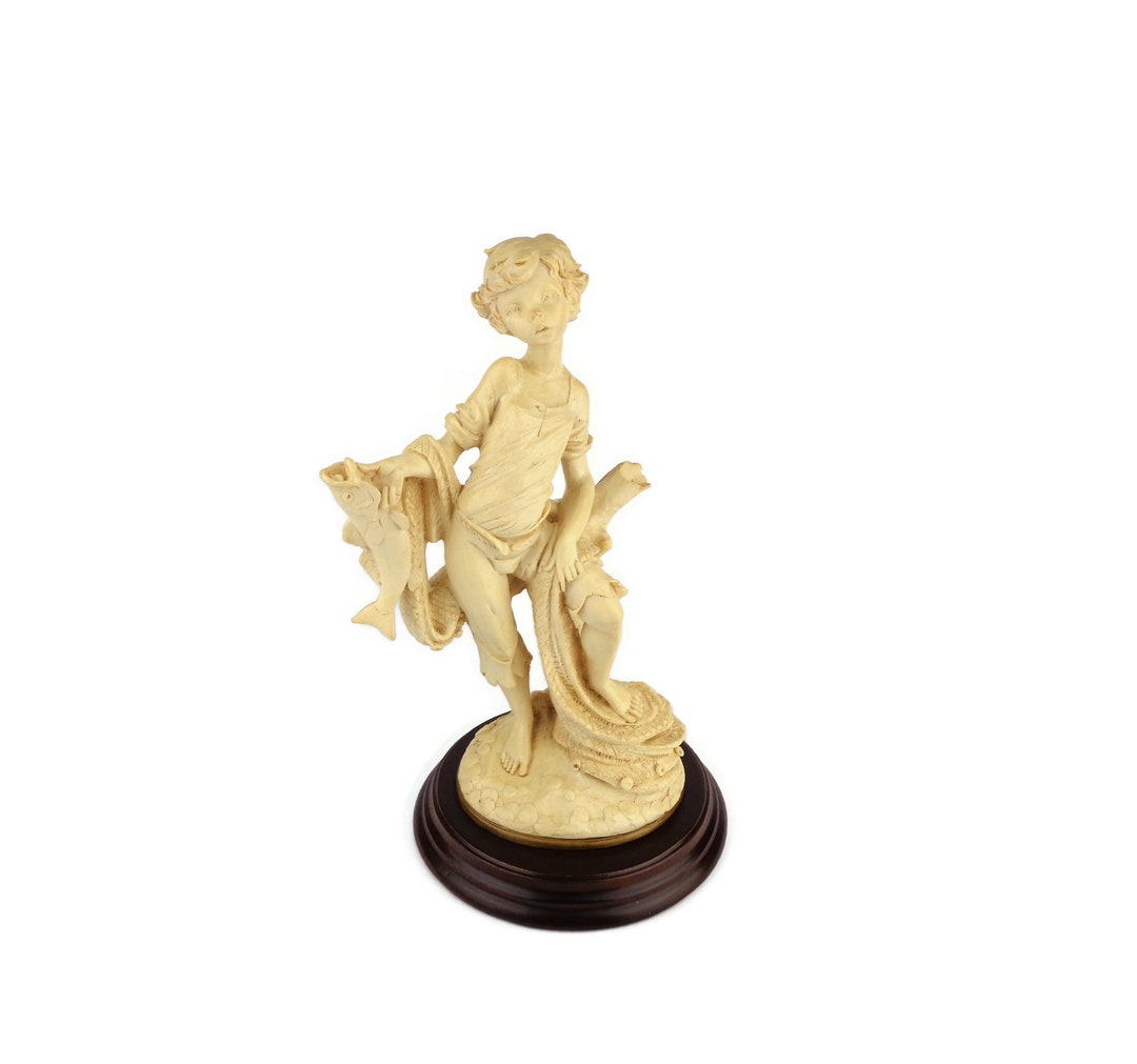 Capodimonte Fisherman Boy Statue, Giuseppe Cappe Sculpture, Signed ...