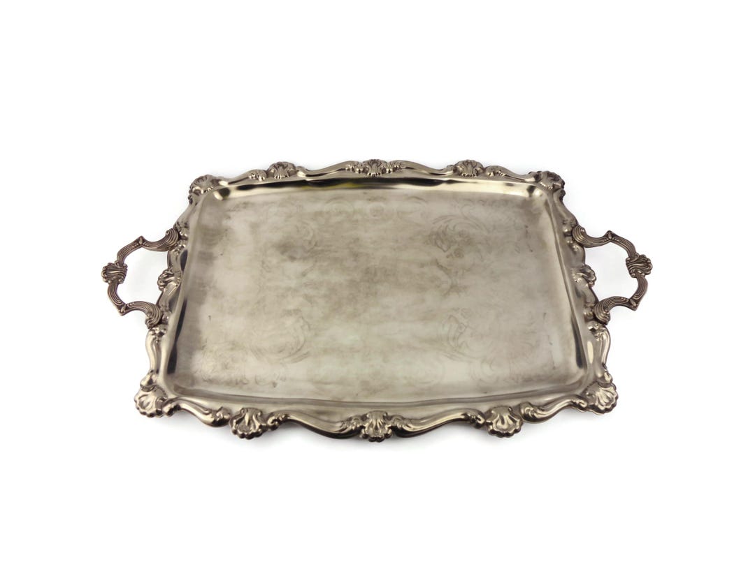 Golden Crown Serving Tray Silver Plated EP on Steel Hong Kong, Antique ...