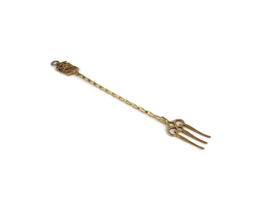 Antique Brass Fork, Fire Pit Fork, Fireplace Fork , Fireplace Accessory ...
