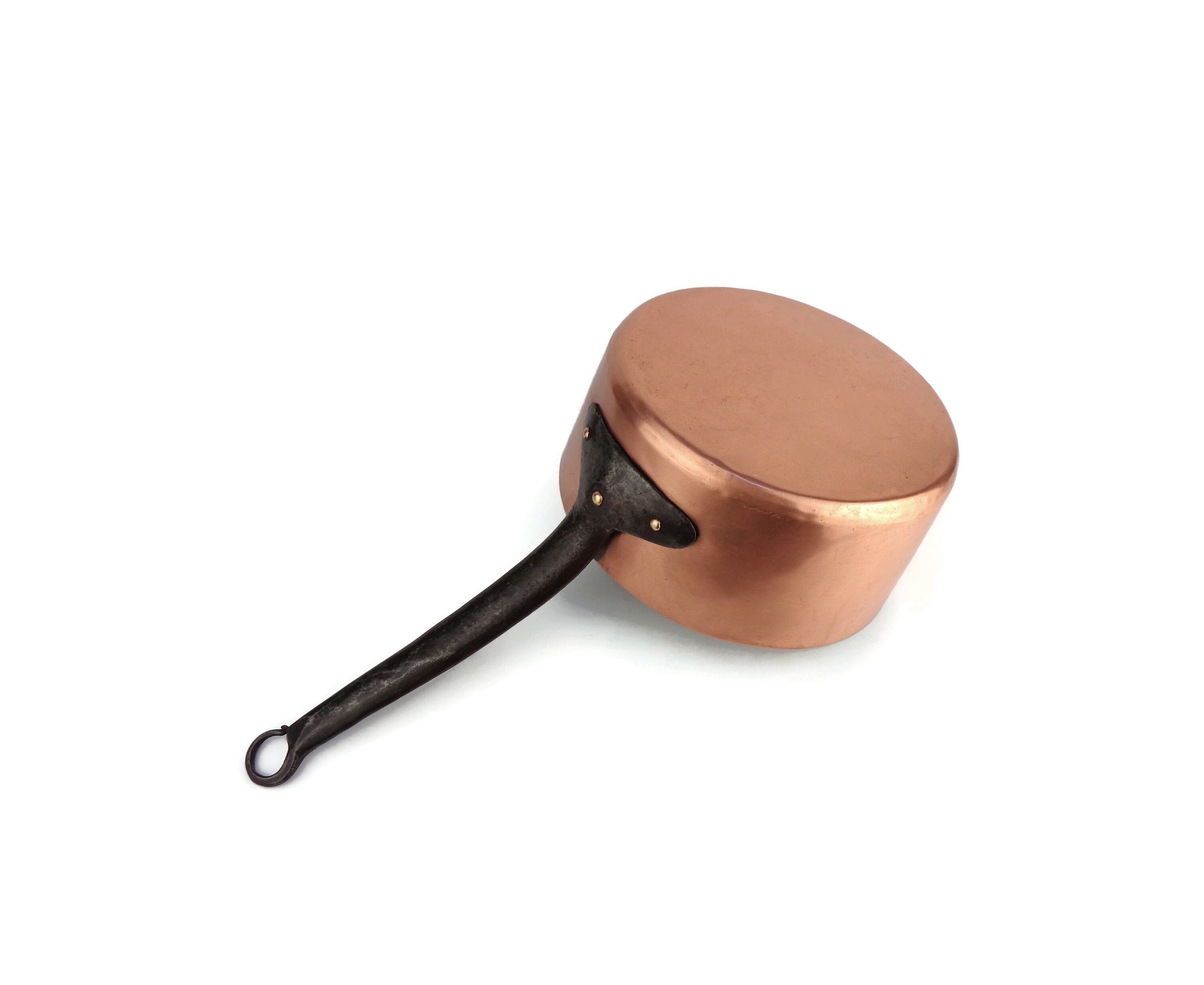 Large Solid Copper Saucepan With Iron Handle, Copper Cooking Pan ...