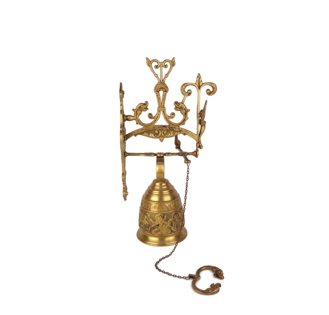 Antique Brass Door Bell Vintage Brass Door Knocker Etsy