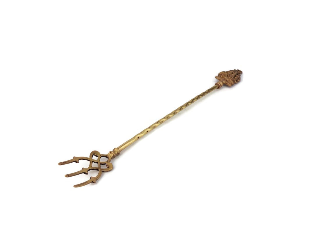 Antique Brass Fork, Fire Pit Fork, Fireplace Fork , Fireplace Accessory ...
