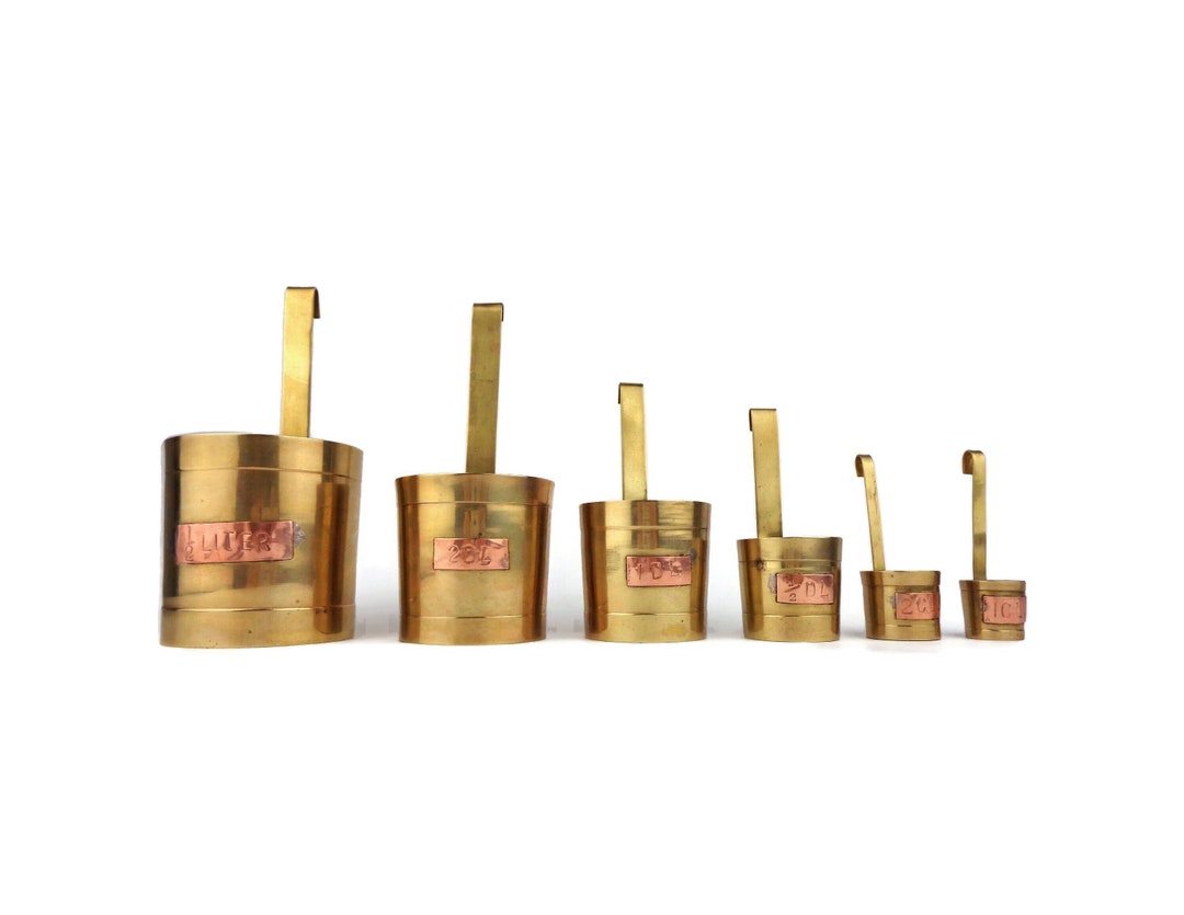 Antique Brass Measuring Cup Set of 6 - Etsy