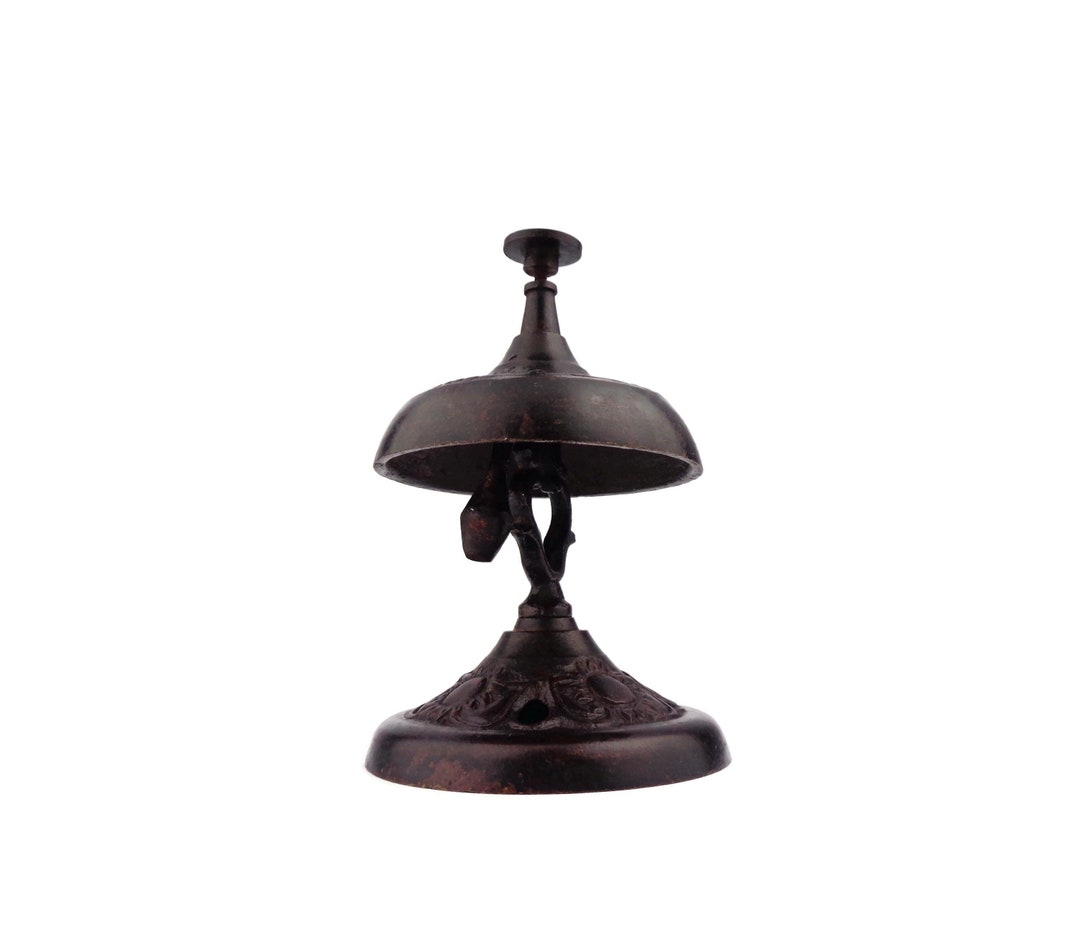 Antique Bronze Reception Bell, Clerk Call Bell, Vintage Hotel Bell ...