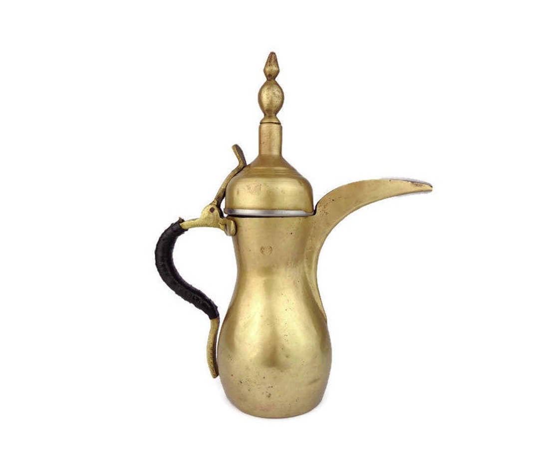 Antique Dallah Coffee Pot, Islamic Brass Dallah Coffee Pot, Marked ...