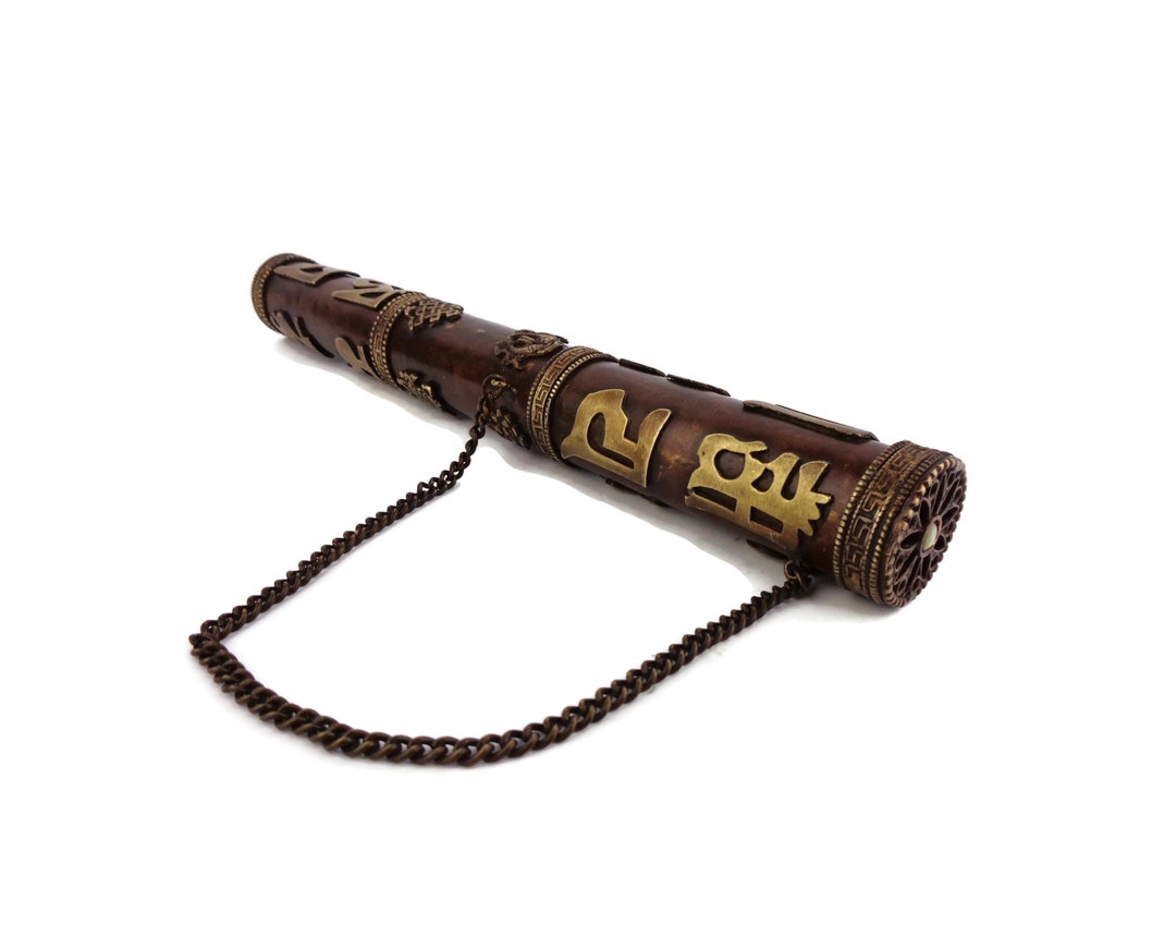 Antique Scroll Holder, Asian Scroll Holder, 19th Tibetan Scroll Holder ...