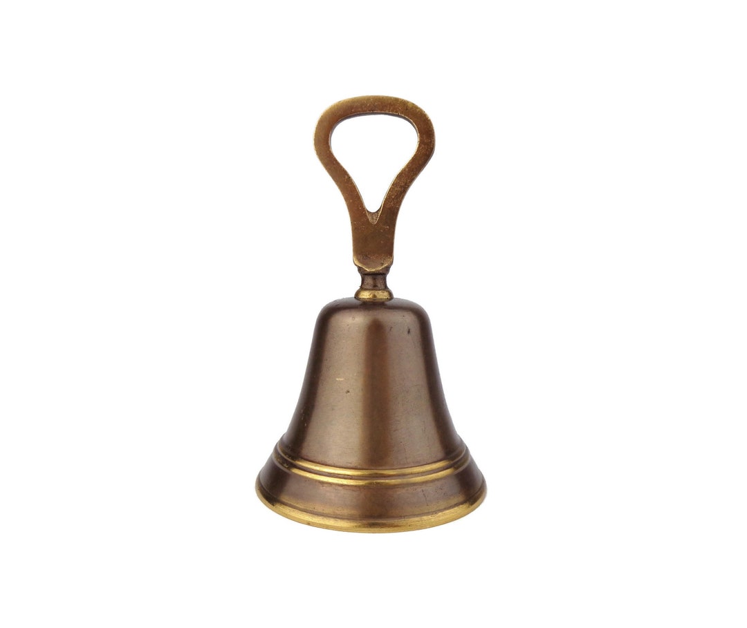 Antique Brass Hand Bell, Vintage Brass School Bell, Brass Dinner Bell ...
