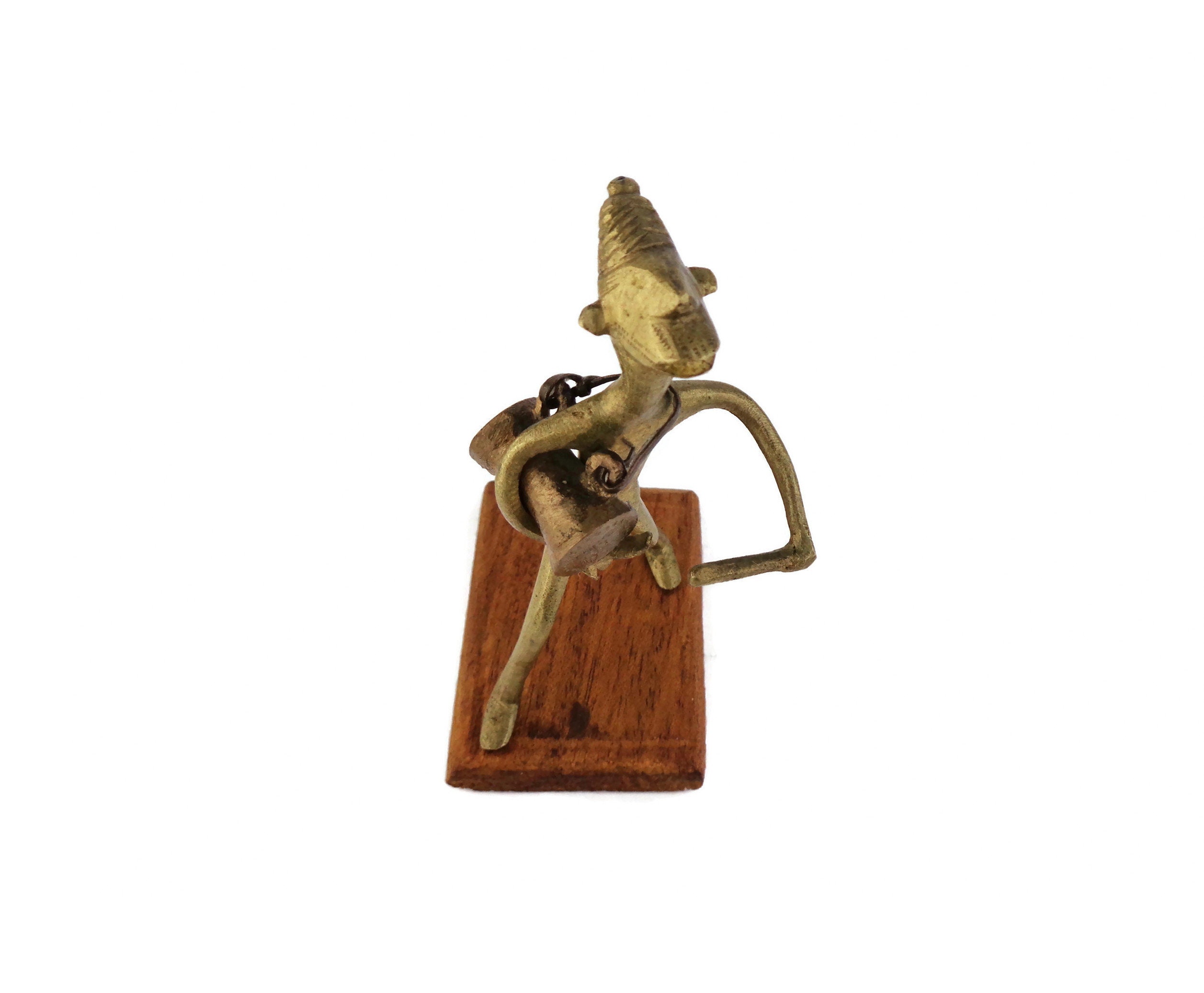 African Ritual Musician Brass Statue, African Folklore Musician ...