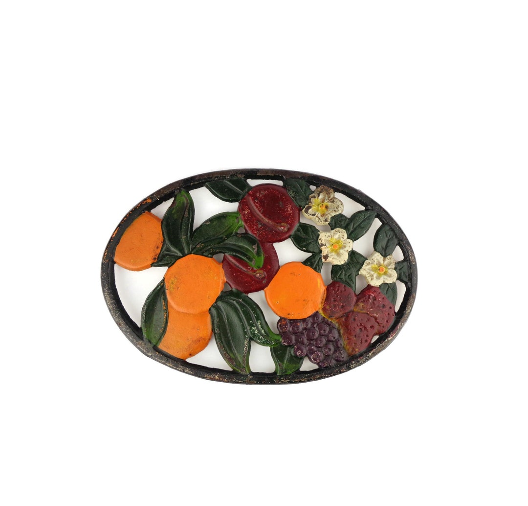 Cast Iron Hot Pot Stand, Handpainted Cooking Pot Holder, Casserole ...