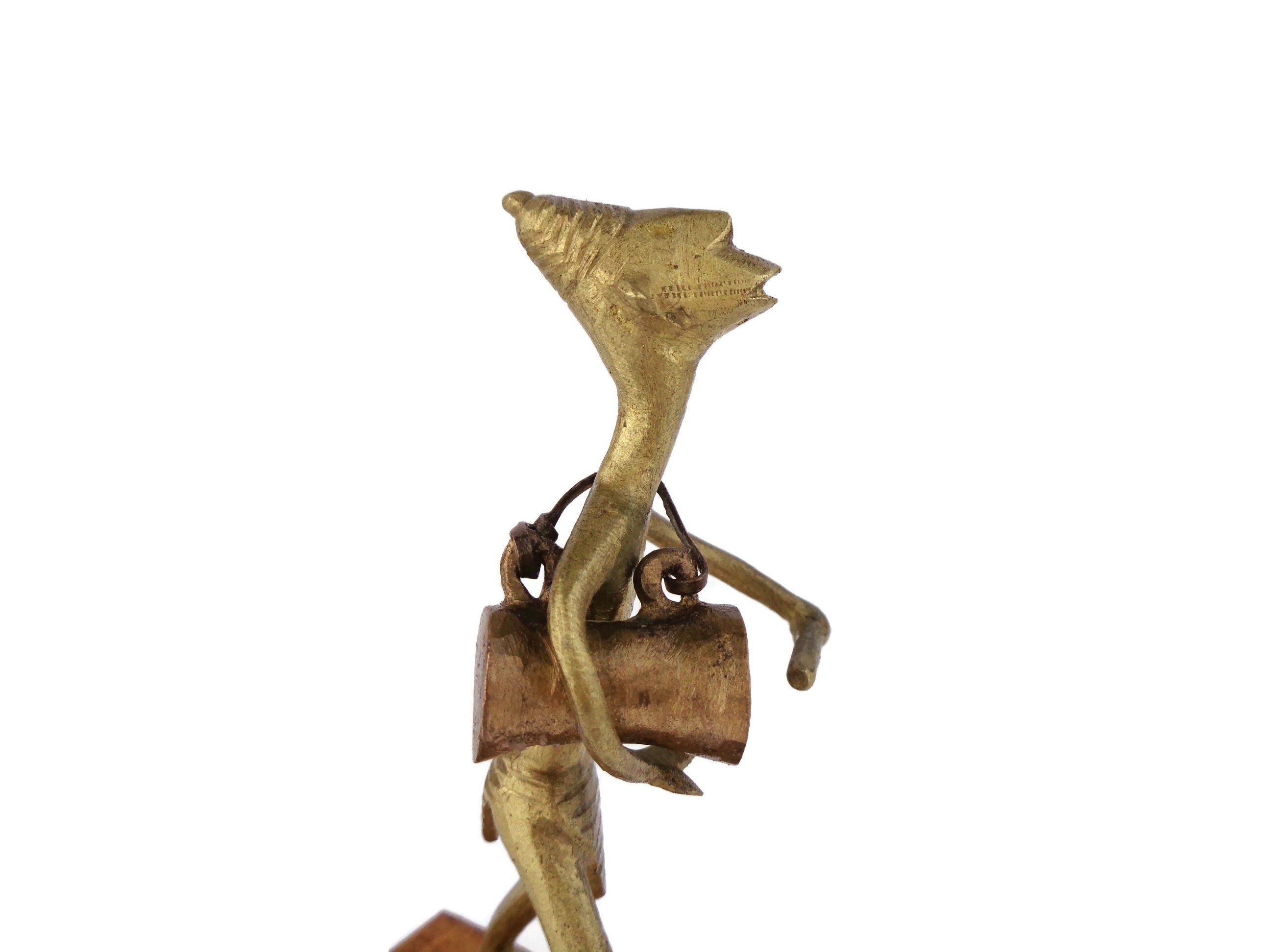 African Ritual Musician Brass Statue, African Folklore Musician ...