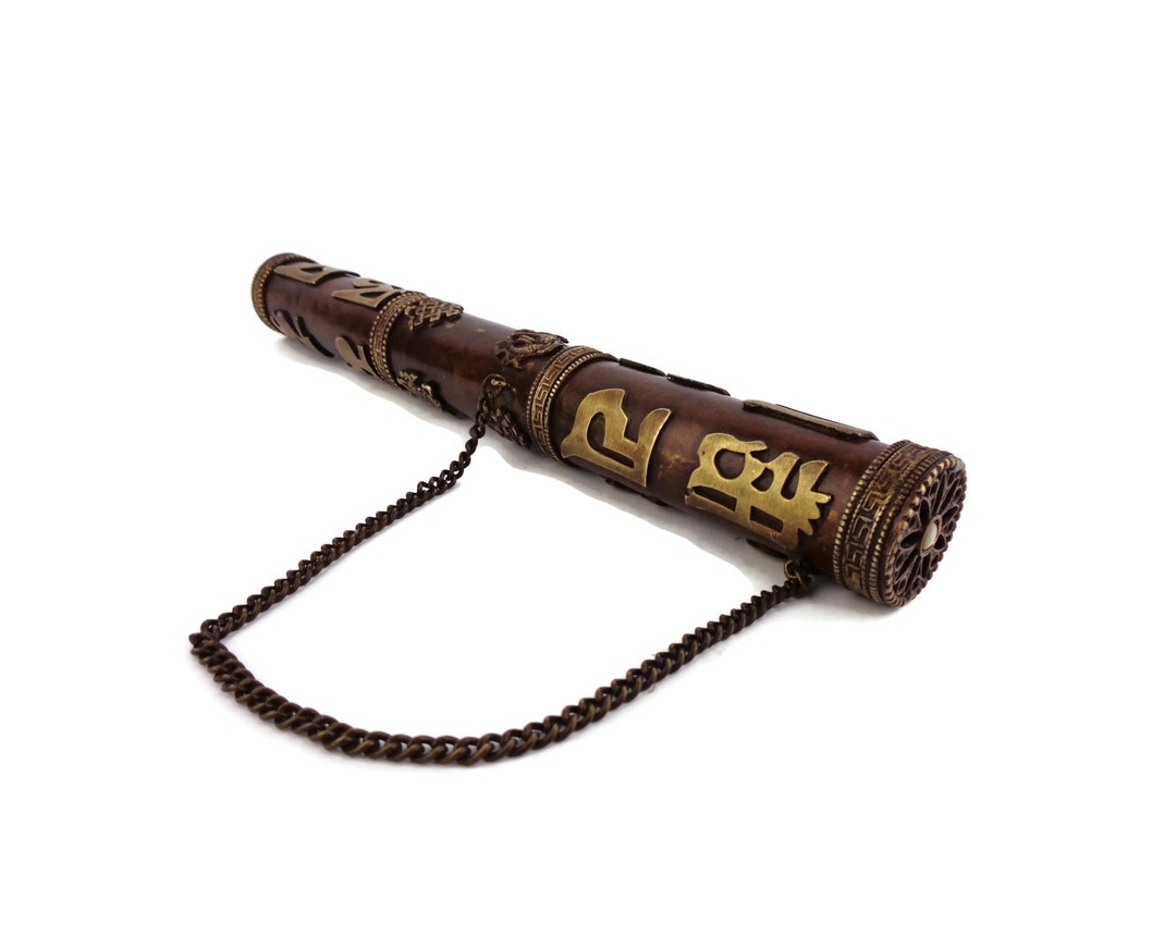 Antique Scroll Holder, Asian Scroll Holder, 20th Tibetan Scroll Holder ...