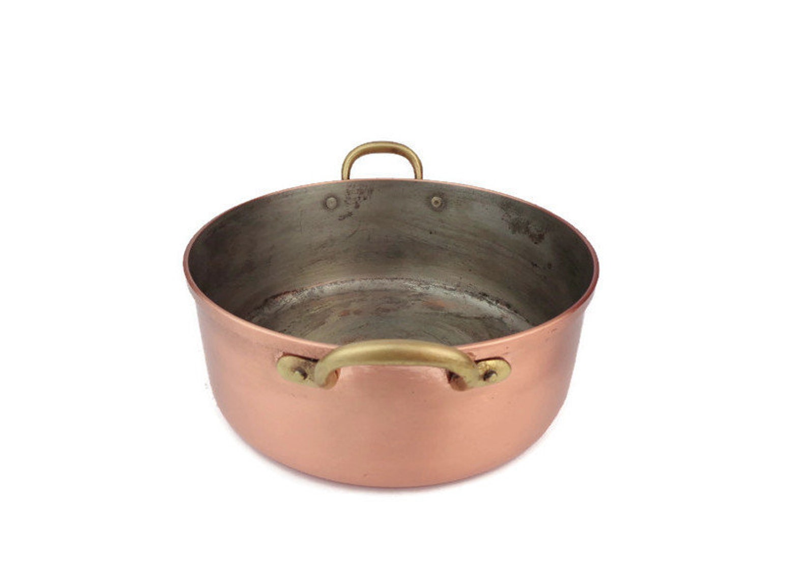 Vintage Copper Cooking Pot With Brass Handles Copper Cookware - Etsy