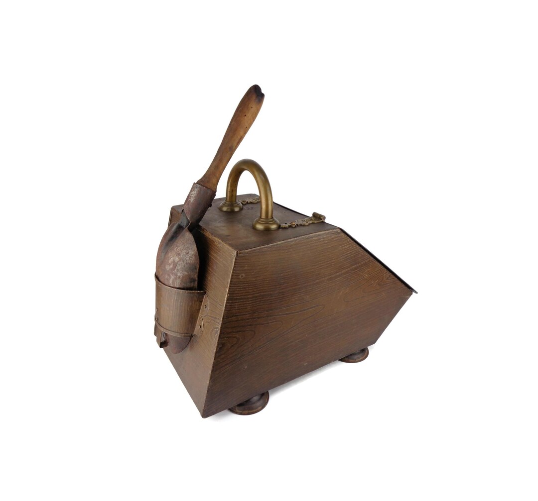 Vintage Coal Box With Shovel, Fireplace Decor, Handmade Coal Storage ...