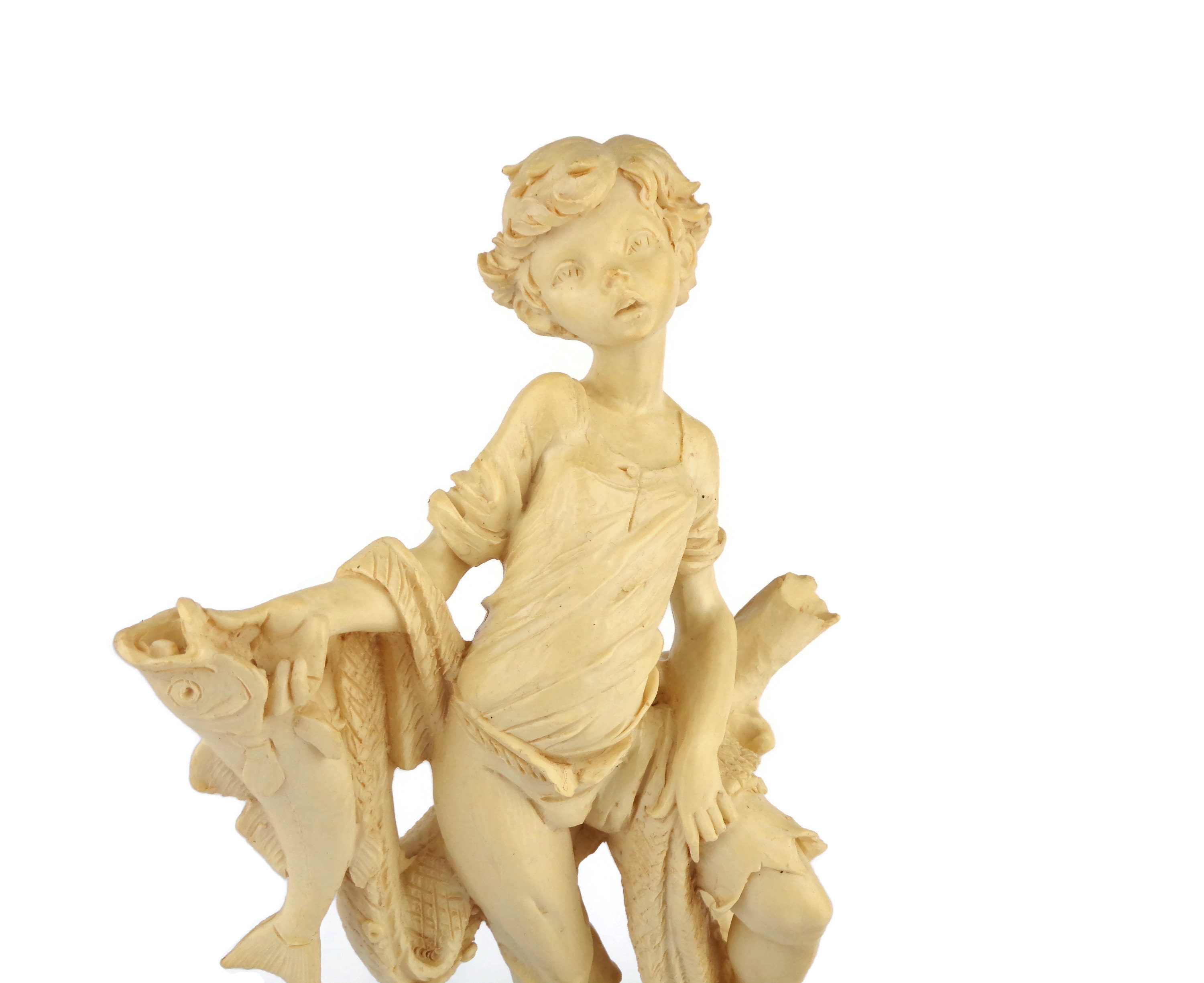 Capodimonte Fisherman Boy Statue, Giuseppe Cappe Sculpture, Signed ...
