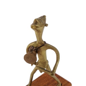 African Ritual Musician Brass Statue, African Folklore Musician ...