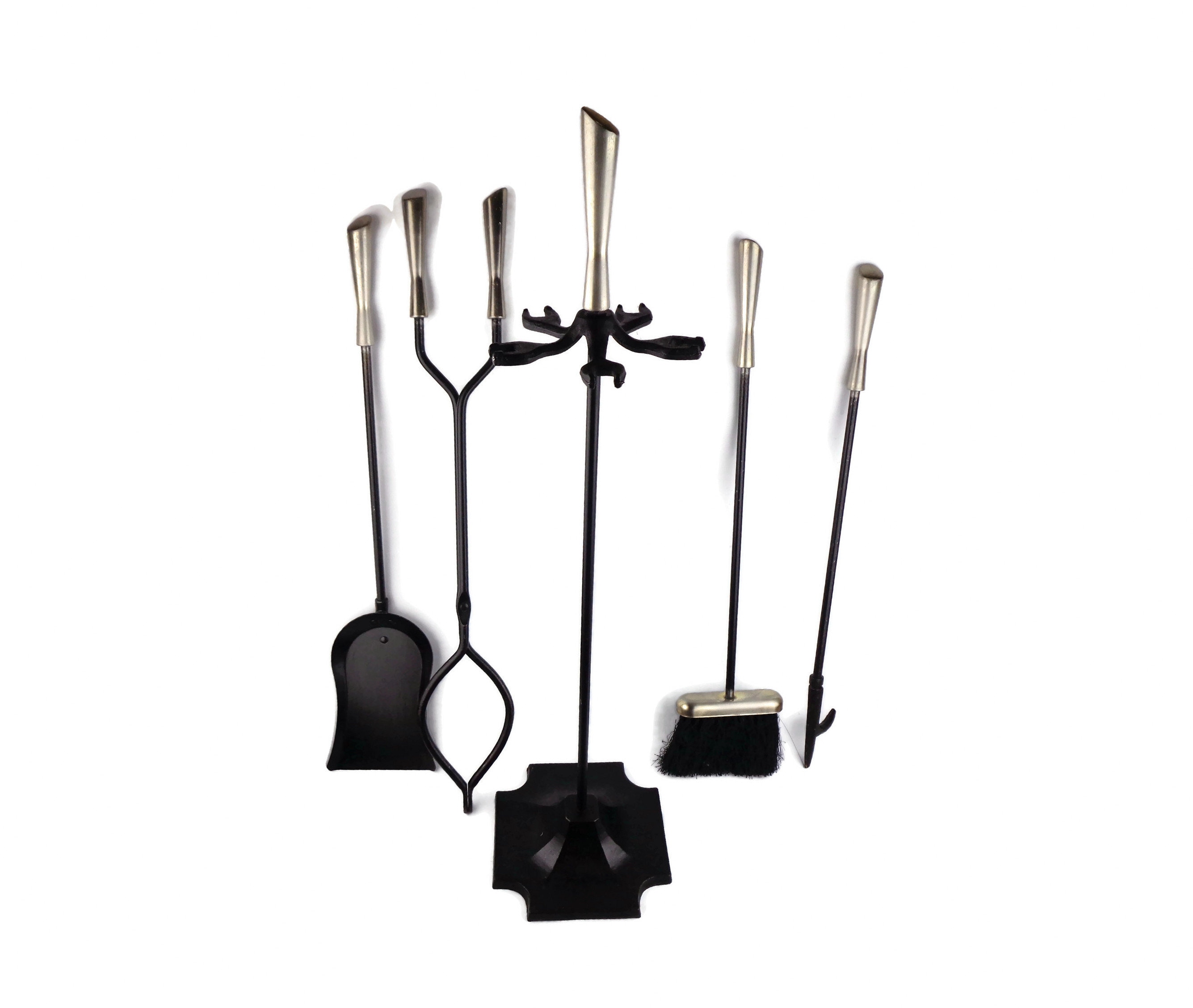 Antique Fireplace Tool Set, Large Iron Fire Pit Tool Set, Fireplace ...