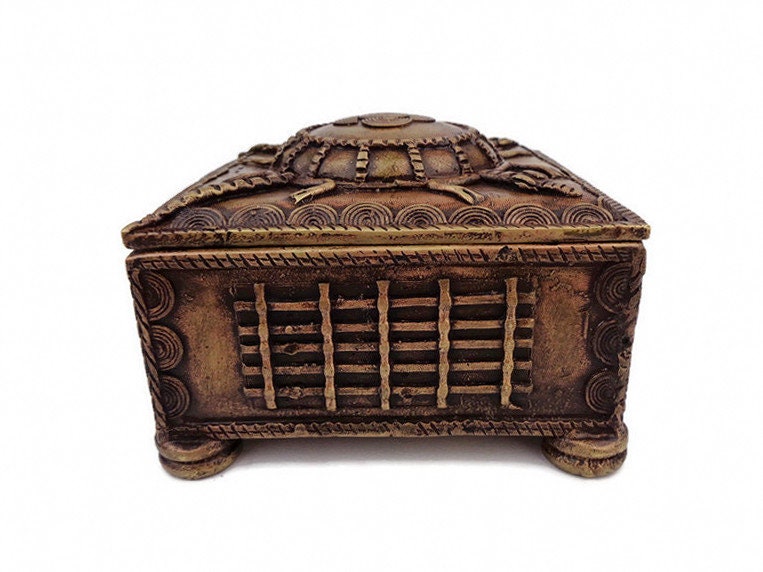 Rare Asian Bronze Jewelry Box, 1800s Bronze Storage Box, Antique Bronze ...